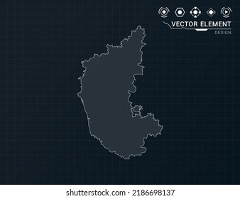Karnataka Map Black Digital Frame Hud Stock Vector (Royalty Free ...