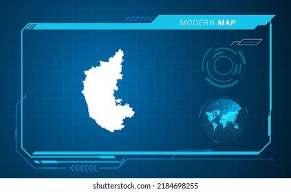 Karnataka Map Blue Digital Frame Hud Stock Vector (Royalty Free ...