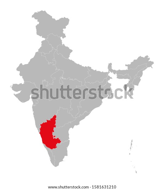 Karnataka Map Highlighted Red Color On Stock Vector (Royalty Free ...