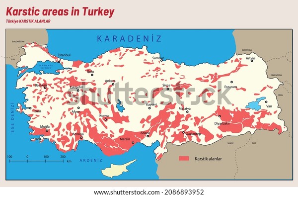 Karst Areas Map Turkey Stock Vector (Royalty Free) 2086893952 ...