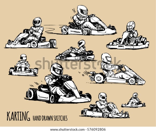 Karting Sketch Illustration Stock Vector (Royalty Free) 576092806