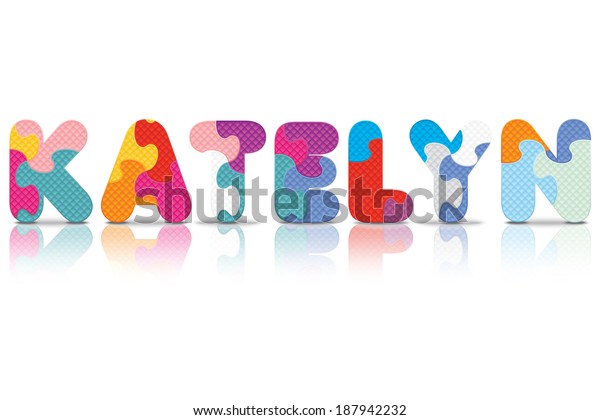 Katelyn Written Alphabet Puzzle Vector Illustration Stock Vector ...