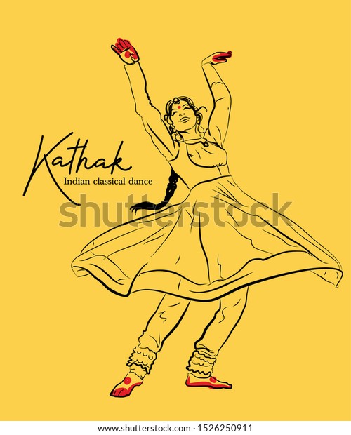 Kathak Indian Classical Dance Sketch Vector Stock Vector (Royalty Free ...