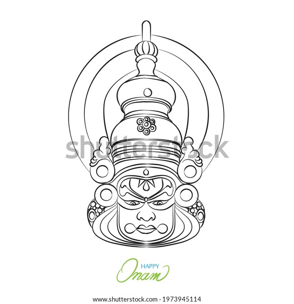 Kathakali Face Outline Vector Illustration Stock Vector (Royalty Free ...