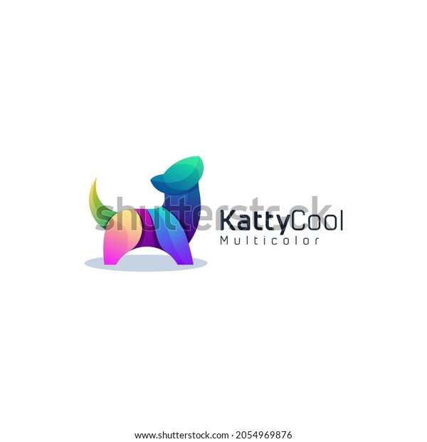 Katty Cat Gradient Colorful Logo Template Stock Vector (Royalty Free ...