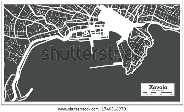 Kavala Greece City Map Retro Style Stock Vector (Royalty Free ...