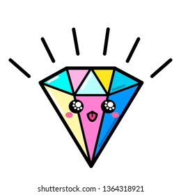 Cute Diamond Vector Cartoon Diamond Sticker Stock Vector (Royalty Free ...