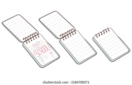 Kawaii Block Notes Stationary School Stock Vector (Royalty Free ...
