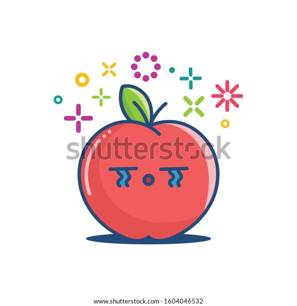 Kawaii Crying Apple Emoticon Cartoon Illustration 库存矢量图（免版税）1604046532 ...