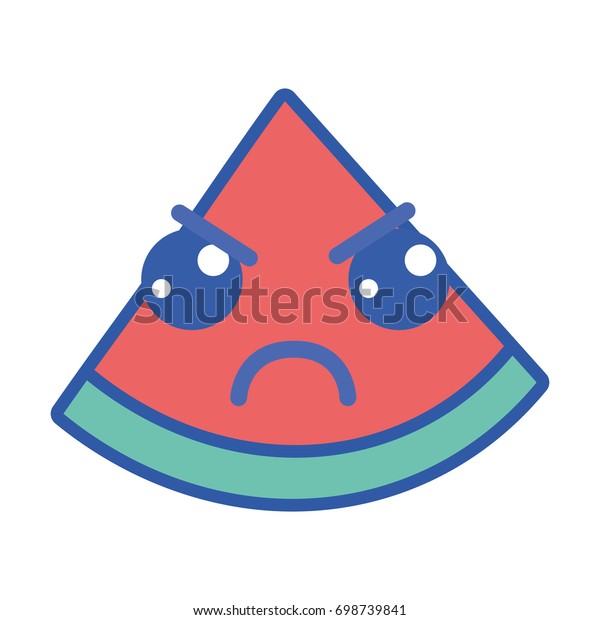 Kawaii Cute Angry Slice Watermelon Fruit Stock Vector (Royalty Free ...