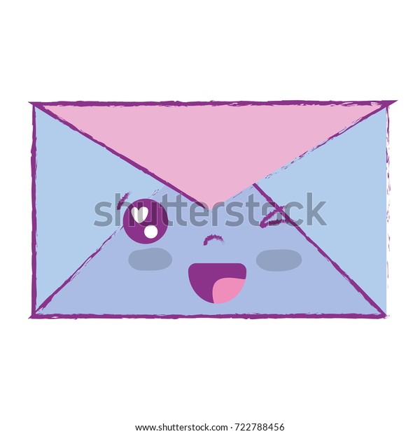 Kawaii Cute Funny Email Message Stock Vector (Royalty Free) 722788456 ...