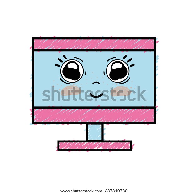 Kawaii Cute Happy Computer Technology Stock Vector (Royalty Free ...