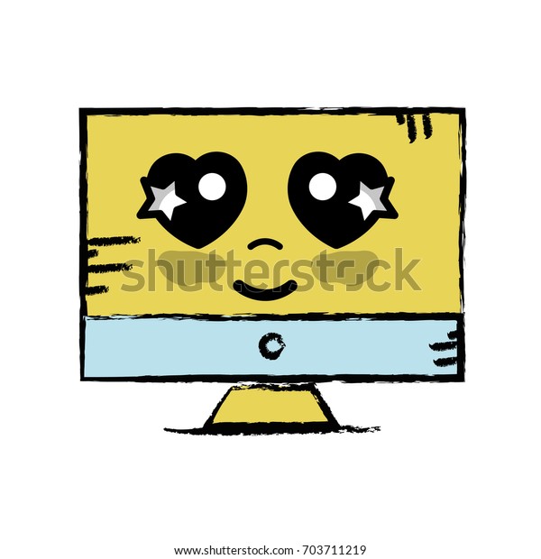 Kawaii Cute Happy Computer Technology Stock Vector (Royalty Free ...