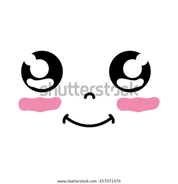 Kawaii Cute Happy Face Expression Stock Vector (Royalty Free) 657071476 ...