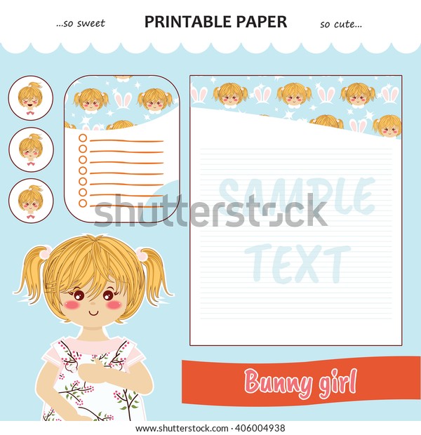Kawaii Cute Set Vector Printable Paper Stock Vector (Royalty Free ...
