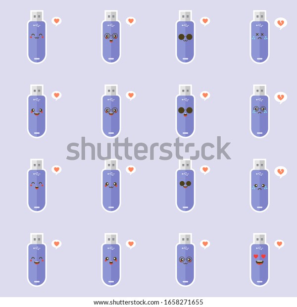 Kawaii Cute Usb Flash Drive Icon Stock Vector (Royalty Free) 1658271655 ...