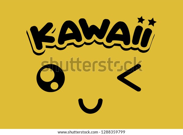 Kawaii Design Yellow Background Editable Vector Stock Vector (Royalty ...