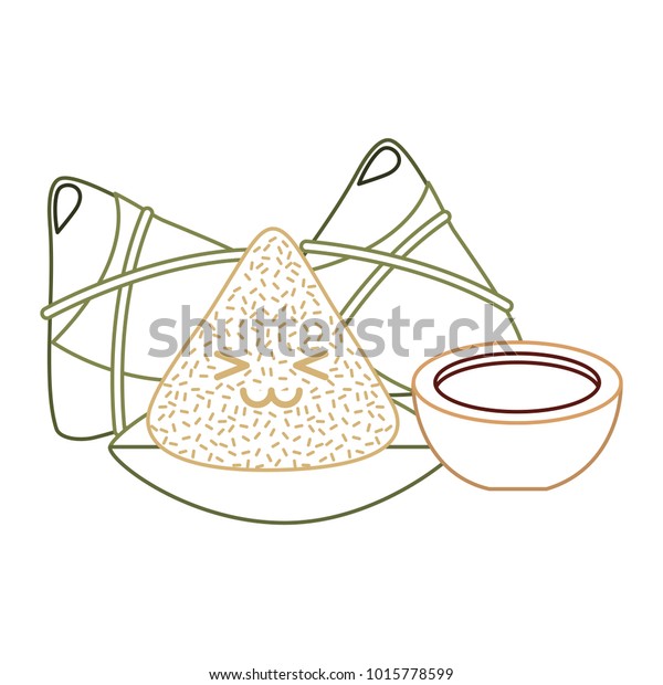 Kawaii Happy Rice Dumpling Sauce Cartoon: vector de stock (libre de ...