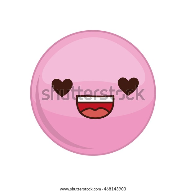 Kawaii Happy Sphere Expression Cartoon Face Stock Vector (Royalty Free ...