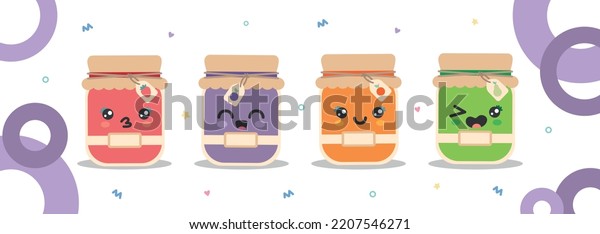 Kawaii Jam Very Cute Faces Stock Vector (Royalty Free) 2207546271 ...