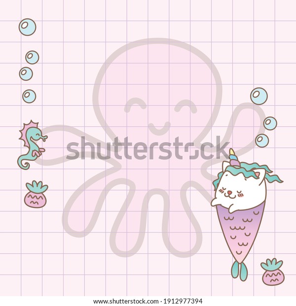 Kawaii Notebook Page Template Memo Page Stock Vector (Royalty Free ...