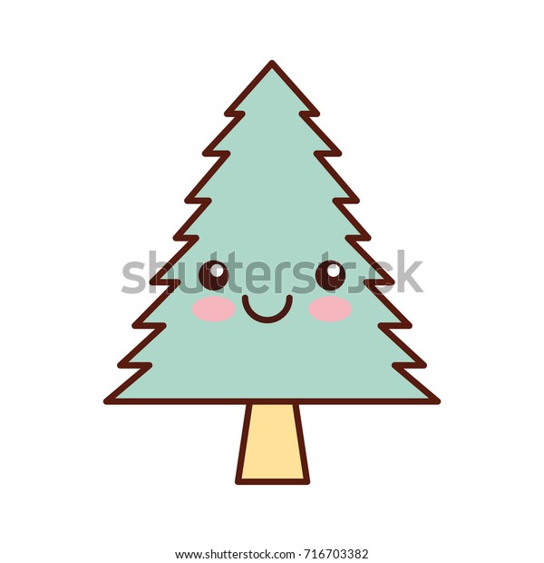 Kawaii Pine Tree Forest Natural Flora Stock Vector (Royalty Free ...