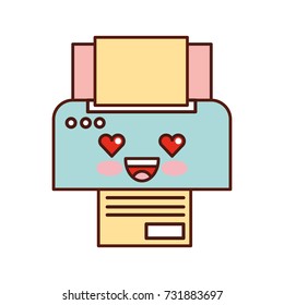 Kawaii Printer Device Paper Copy Sheet Stock Vector (Royalty Free ...