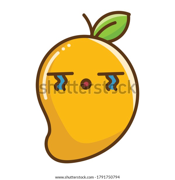 Kawaii Sad Crying Tropical Mango Fruit Stock Vector (Royalty Free ...