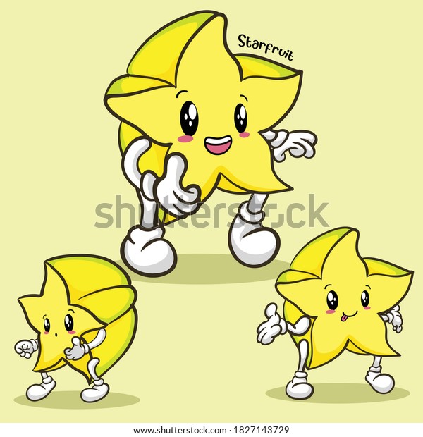 Kawaii Starfruit Characters Vector Use Them Stock Vector (Royalty Free ...