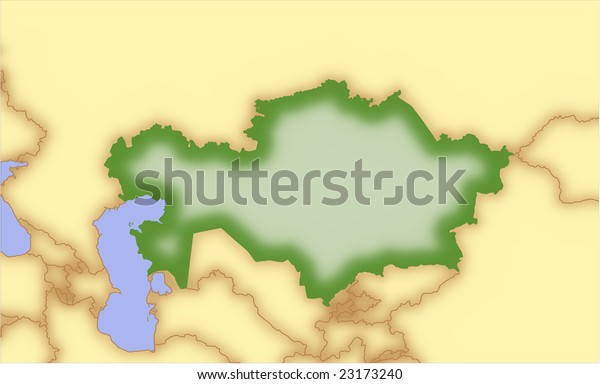 Kazakhstan Vector Map Borders Surrounding Countries: เวกเตอร์สต็อก ...