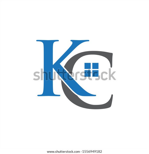 Kc Letter Home Logo Design Blue Stock Vector (Royalty Free) 1556949182 ...