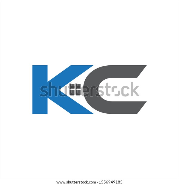 Kc Letter Home Logo Design Blue Stock Vector (Royalty Free) 1556949185 ...