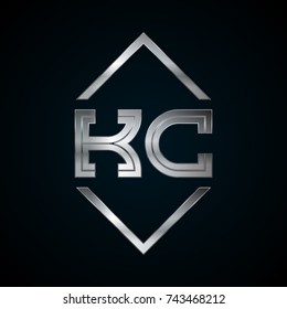 Kc Monogram Metal Logo Silver Logo Stock Vector (Royalty Free ...