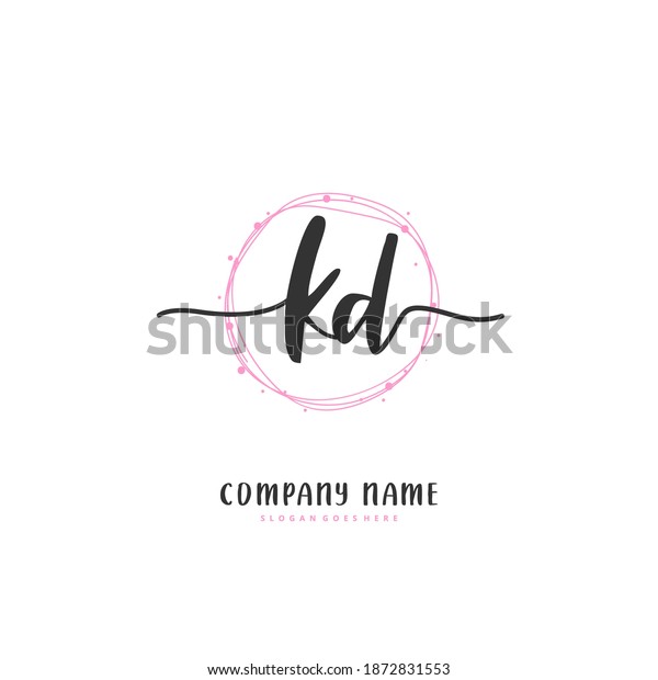 Kd Initial Handwriting Signature Logo Design Stock Vector (Royalty Free ...