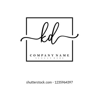 Kd Initial Handwriting Square Minimalist Logo Stock Vector (Royalty ...