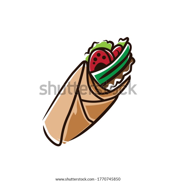 Kebab Drawing Illustration Vector Template Stock Vector (Royalty Free ...