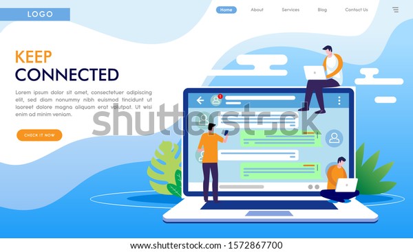 Keep Connected Landing Page Website Illustration Stock Vector (Royalty ...