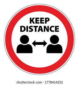 Keep Distance Warning Sign Red Frame Stock Vector (Royalty Free ...