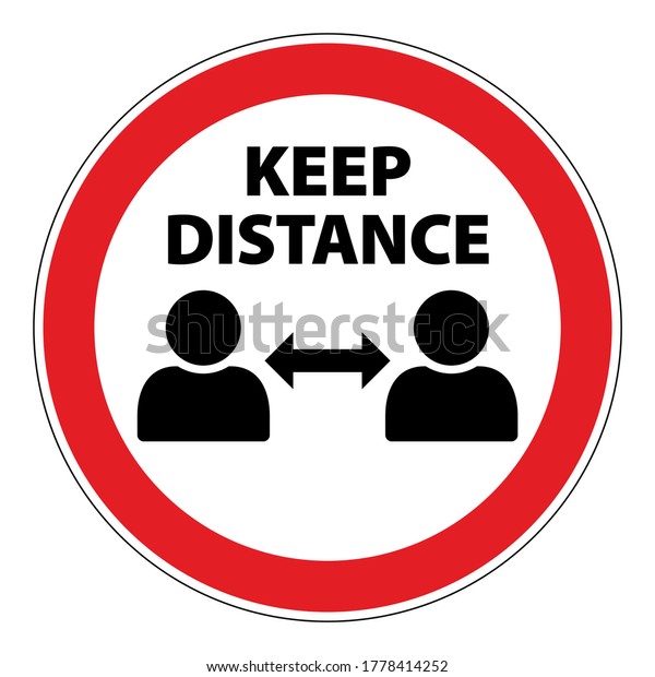 Keep Distance Warning Sign Red Frame Stock Vector (Royalty Free ...