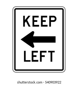 Keep Left Road Sign Vector Illustration Stock Vector (Royalty Free ...