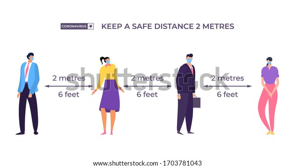 Keep Safe Distance 2 Metres Between Stock Vector (Royalty Free ...