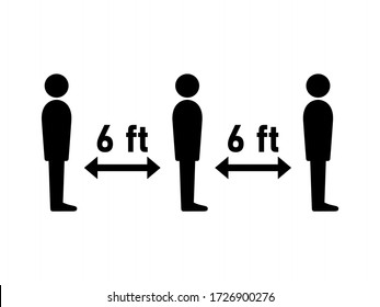 Keep Safe Distance 6 Ft 6 Stock Vector (Royalty Free) 1726900276 ...