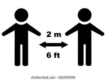 Keep Safe Distance Black Silhouette Person Stock Vector (Royalty Free ...