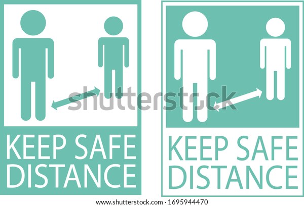 Keep Safe Distance Sign On Green Stock Vector (Royalty Free) 1695944470 ...