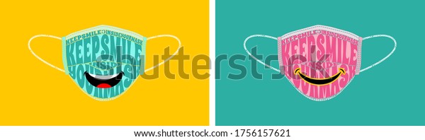 Keep Smile Inside Your Mask Text Stock Vector (Royalty Free) 1756157621 ...