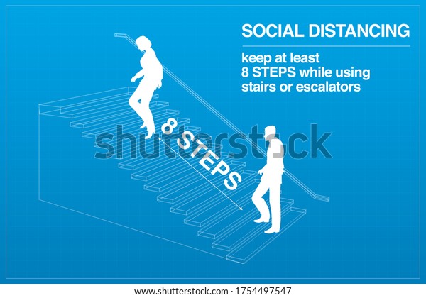 Keep Social Distance Escalator Stairs Mall Stock Vector (Royalty Free ...