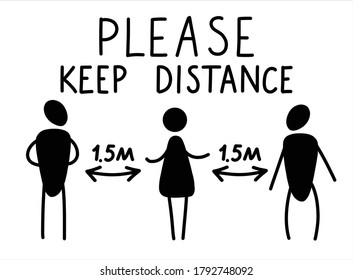 Vektor Stok Keep Their Distance Warning Editable Black (Tanpa Royalti ...