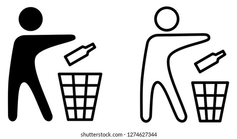 Keep Tidy Icon Man Throwing Bottle Stock Vector (Royalty Free ...