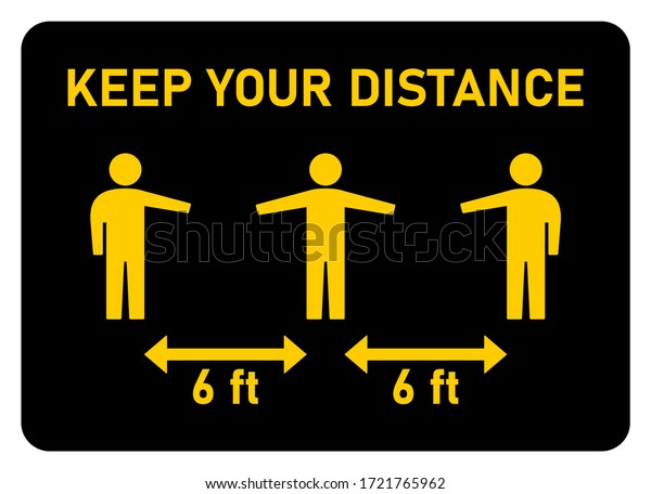 Keep Your Distance 6 Feet Instruction Stock Vector (Royalty Free ...