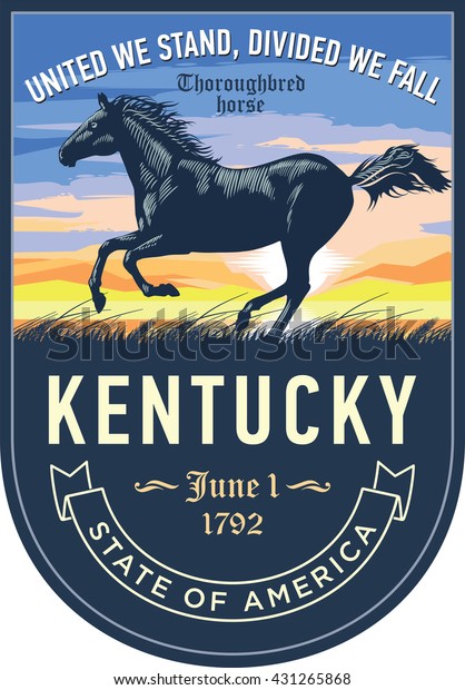 Kentucky State Emblem Sunrise On Blue Stock Vector (Royalty Free ...
